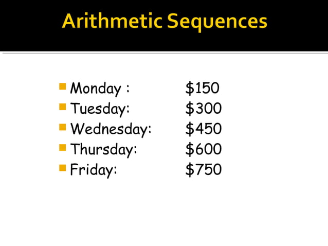 Maths project work - Arithmetic Sequences | PPT