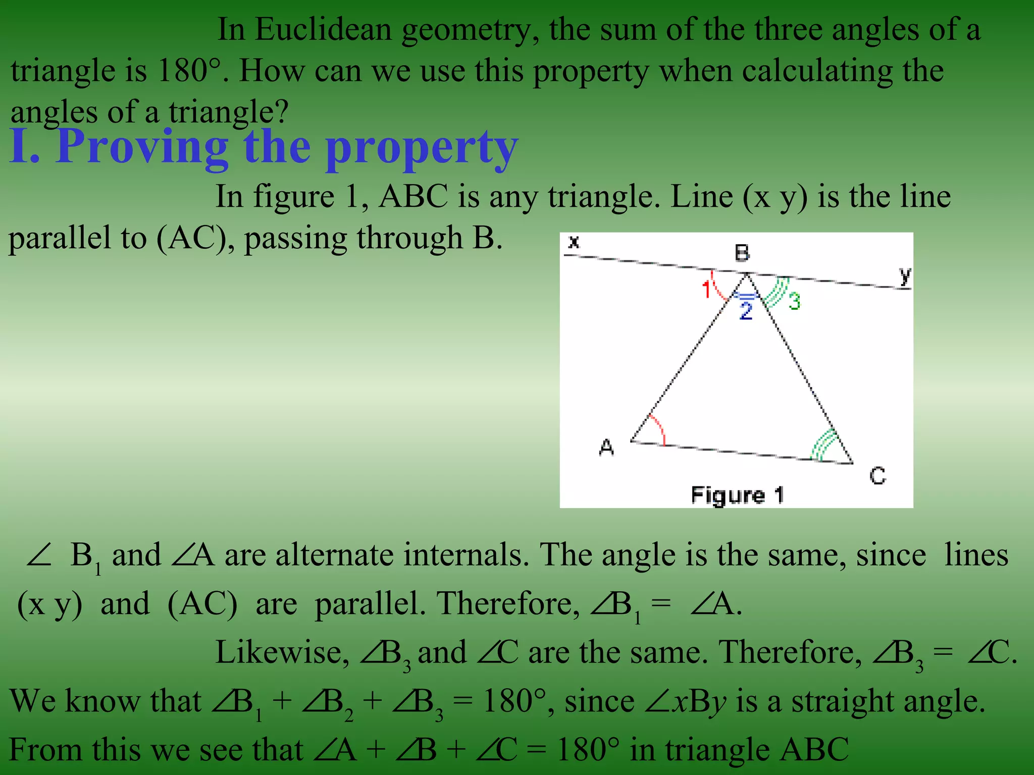 sum of angles of triangles | PPT