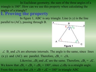 sum of angles of triangles | PPT