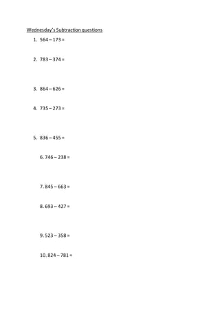Daily Maths Questions | DOCX