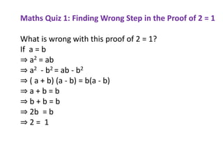 Maths quizzes | PPTX