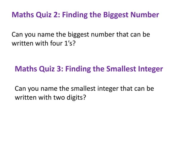 Maths quizzes | PPTX