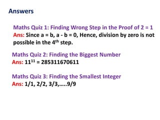 Maths quizzes | PPTX