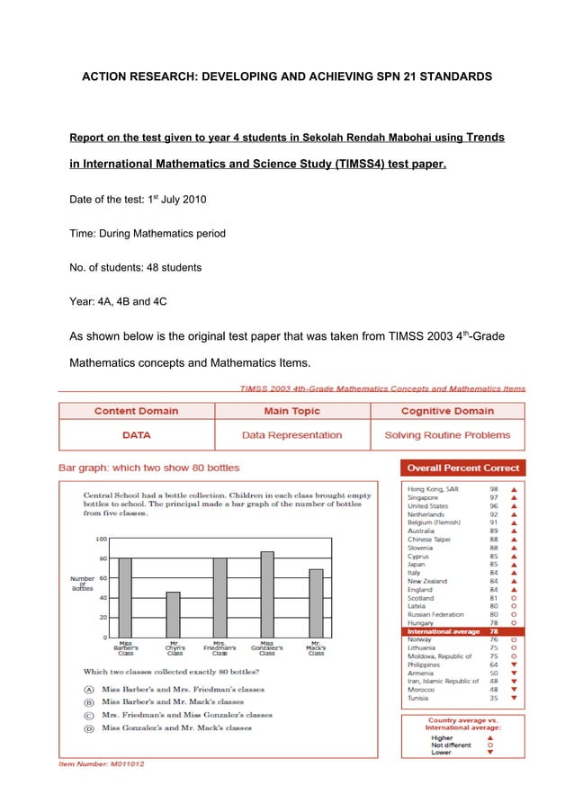 Maths report | DOC | Educational Assessment | Education