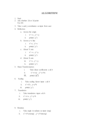 Reflection, Scaling, Shear, Translation, and Rotation | DOCX