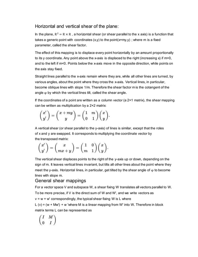 Reflection, Scaling, Shear, Translation, and Rotation | PDF