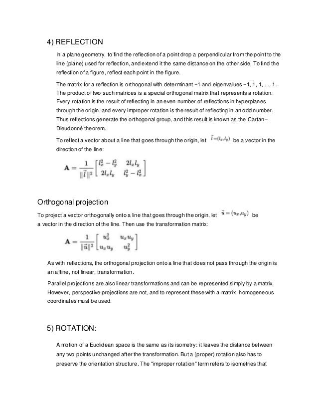 Reflection, Scaling, Shear, Translation, and Rotation Reflection, Scaling, Shear, Translation, and Rotation