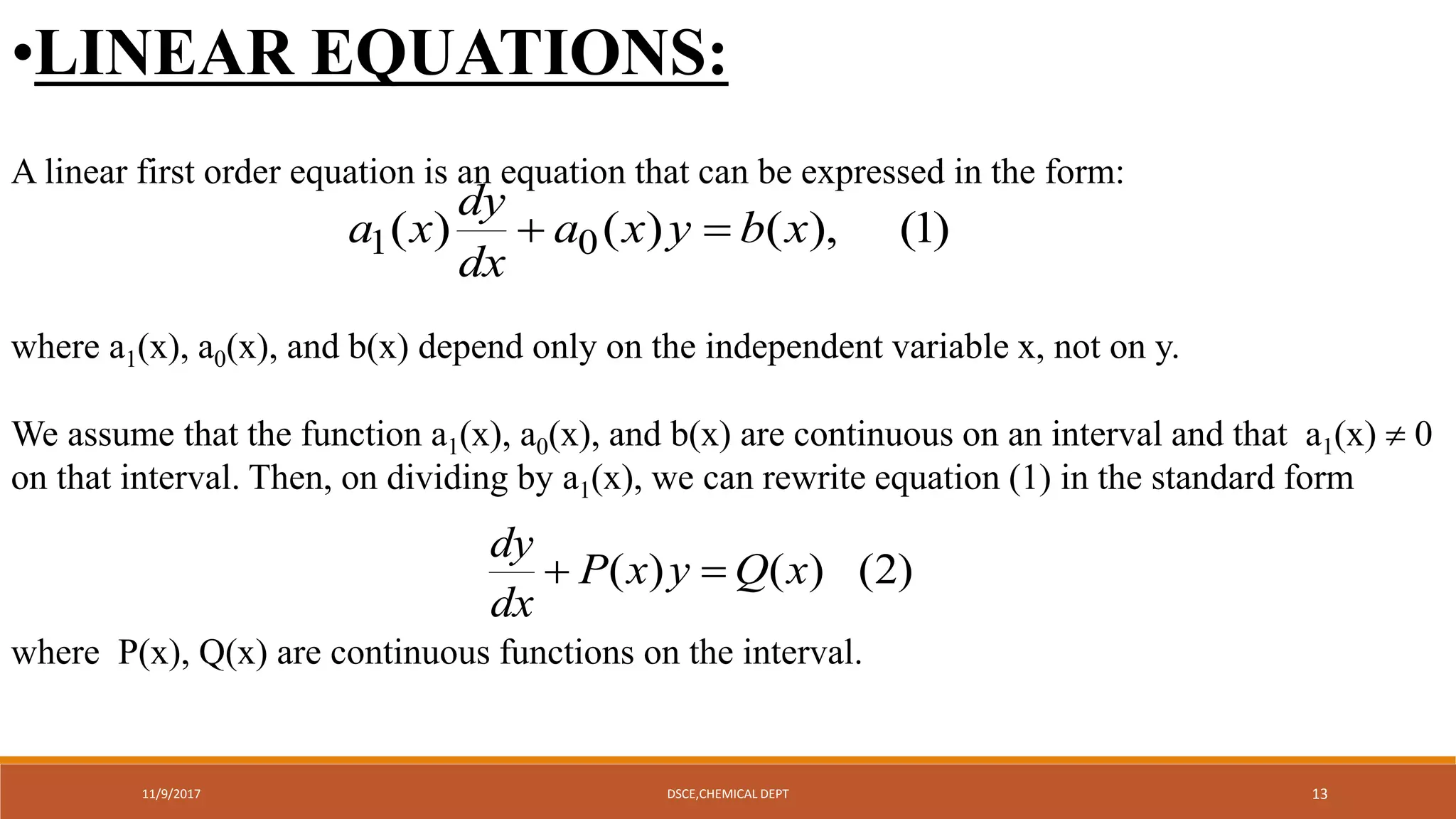 formulation of first order linear and nonlinear 2nd order differential ...
