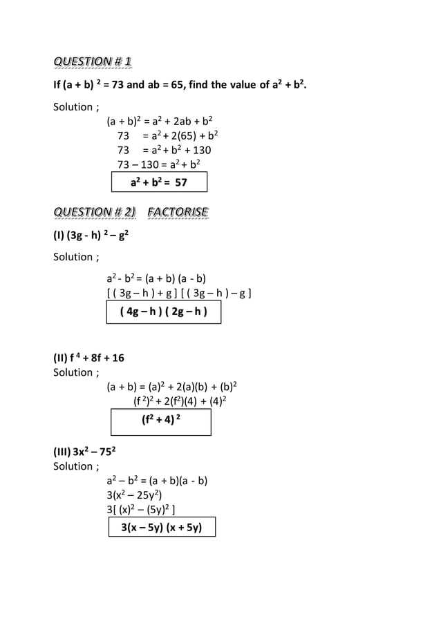 MATH- FACTORIZE AND EXPAND EASY TO UNDERSTAND | PDF