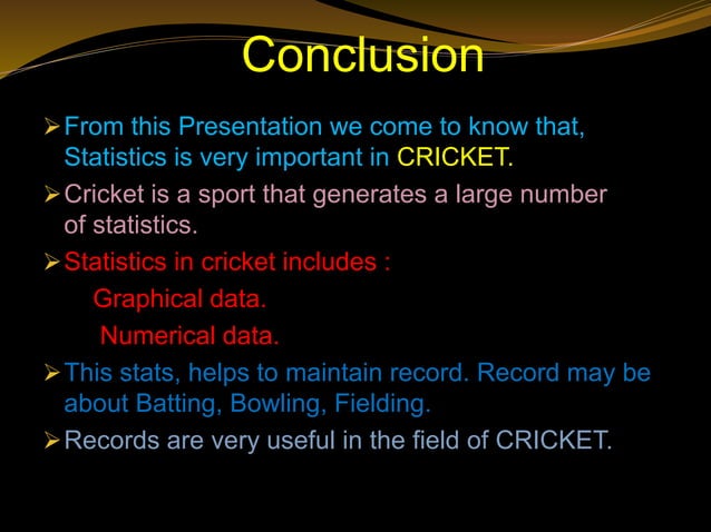 Statistics used in Cricket | PPTX