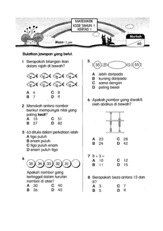 Maths tahun 1 set 2 | PDF