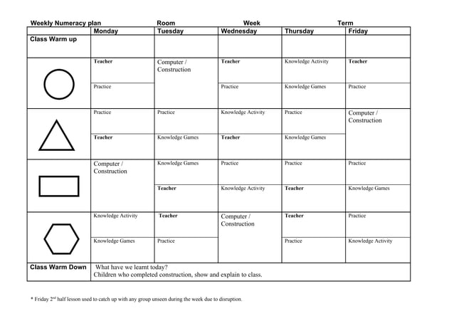 Maths timetable master | DOC