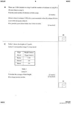 Maths Trial Exam Upsr Pahang08 K2 | PDF