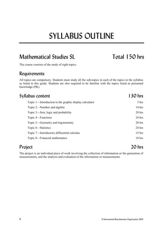 Math Studies Syllabus Outline | PDF