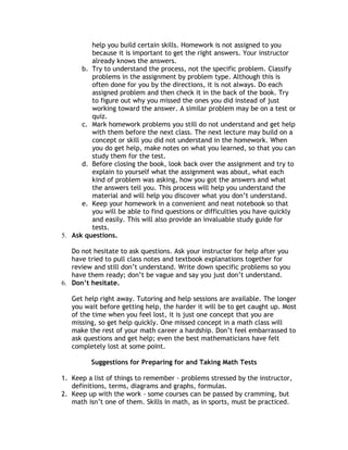 Math Study Skills | DOC