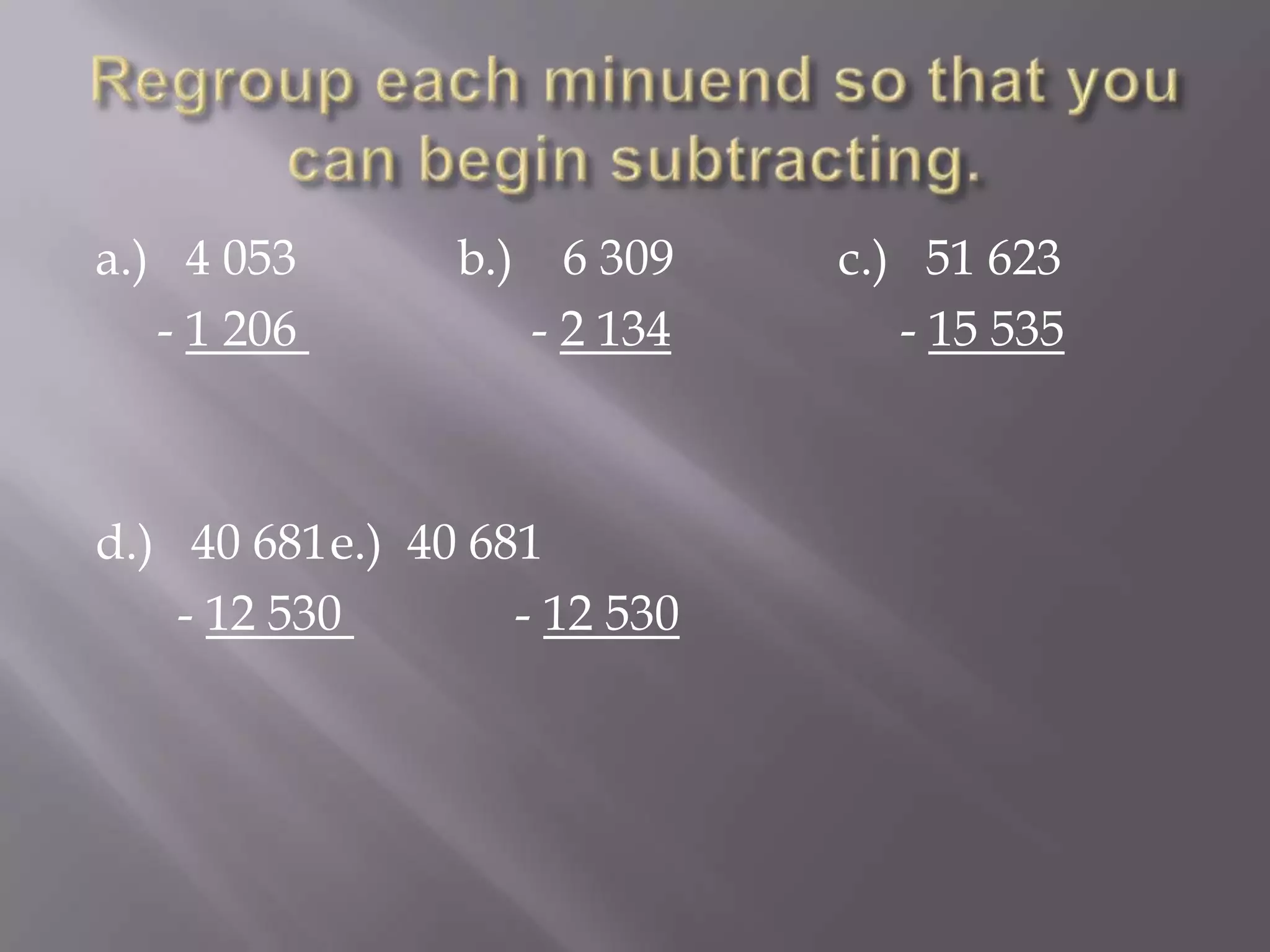 Math subtracting with regrouping | PPTX