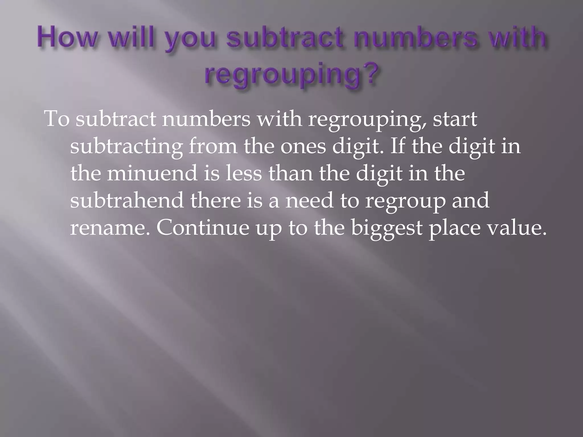 Math subtracting with regrouping | PPT