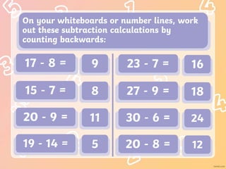 Math: count to subtract sunday - Monday week 1 | PPT