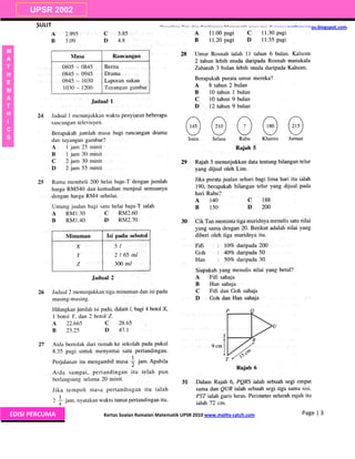 Maths upsr sebenar 2002 | PDF