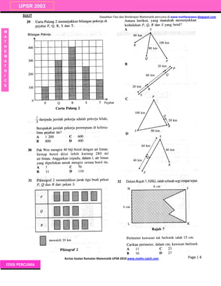 Maths upsr sebenar 2003 | PDF