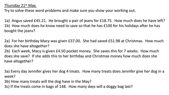 Maths w.b. 18.05.20