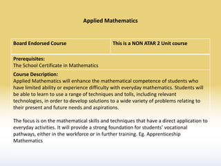 Subject Selection: Mathematics | PPTX