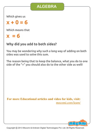 Algebra – Maths Worksheets for Kids – Mocomi.com