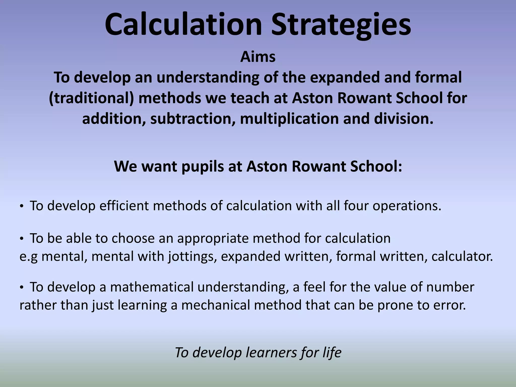 Maths workshop calculation strategies | PPT