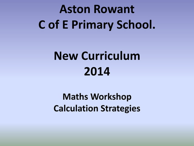 Maths workshop calculation strategies | PPT