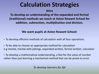 Maths workshop calculation strategies | PPT