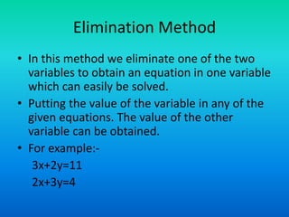 Linear equations in Two Variable | PPTX
