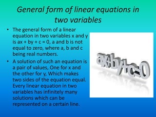 Linear equations in Two Variable | PPTX