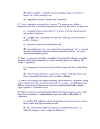 Middle School Math TEKS | PDF