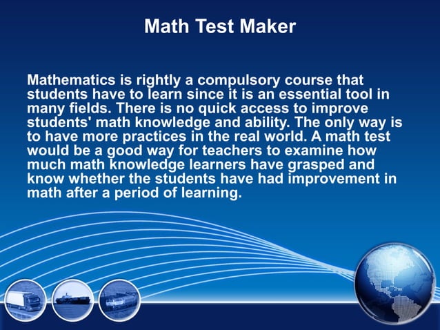 Math test maker | PPT