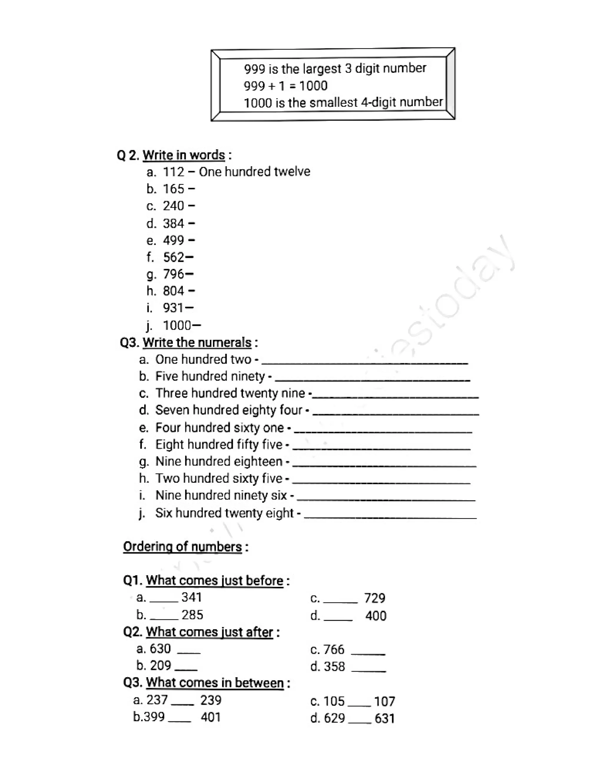 Half yearly math practice test paper for grade 2 | PDF