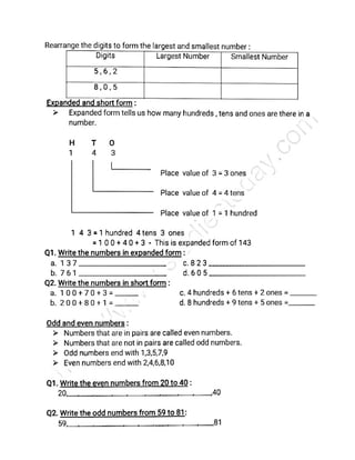 Half yearly math practice test paper for grade 2 | PDF
