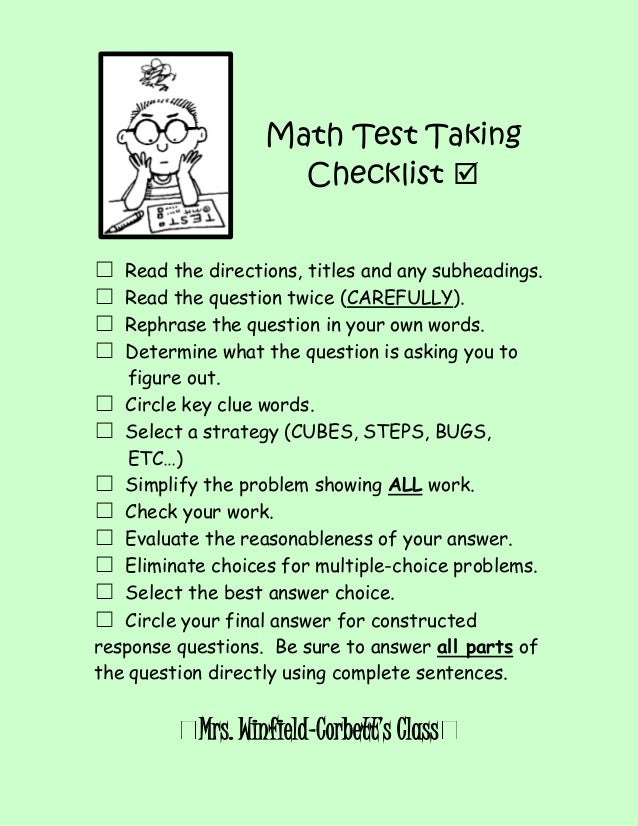 Math Test Taking Checklist math-test-taking-checklist