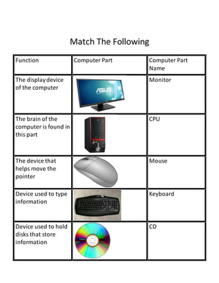 Math the following for computer part | DOCX