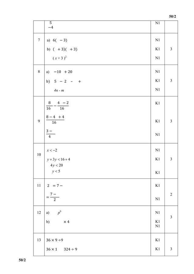 MATEMATIK K2 TRIAL PMR TAHUN 2013 | PDF