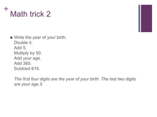 Math tricks examples | PPT