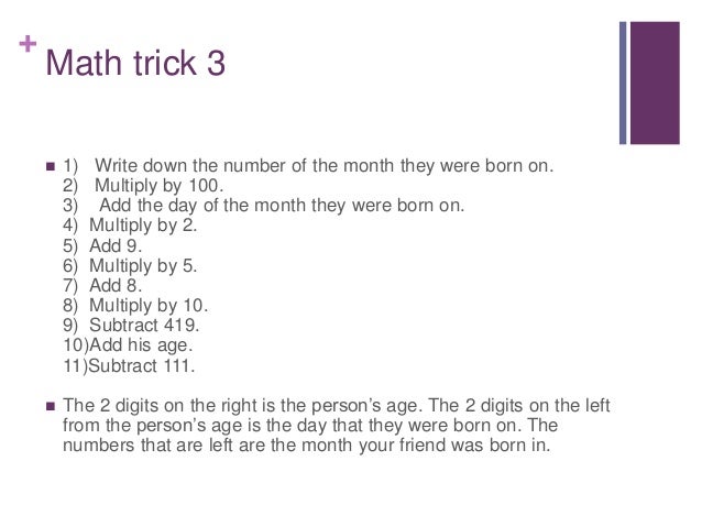 Math Tricks Examples Math Tricks Examples