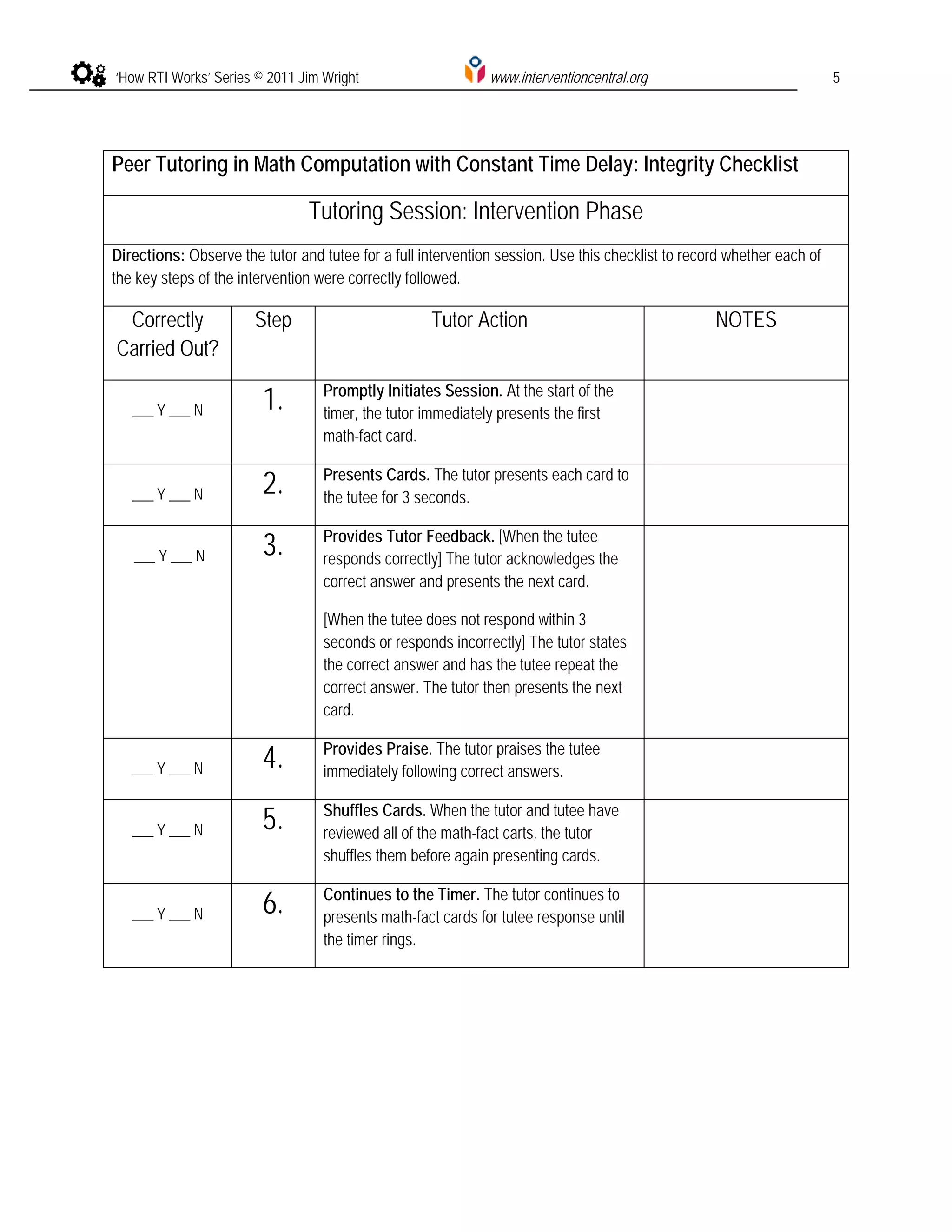 Math tutoring time_delay_integrity_checklist | PDF