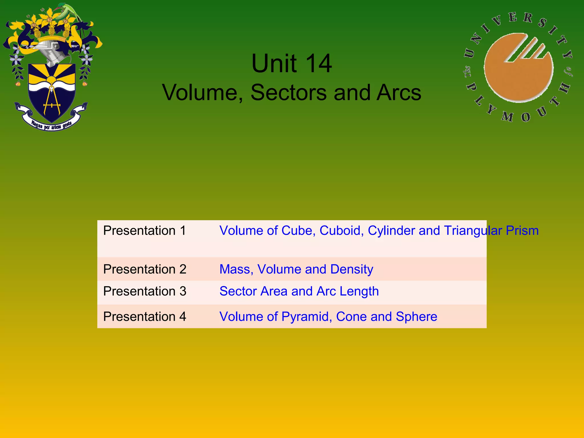 Math unit14 volumes | PPT