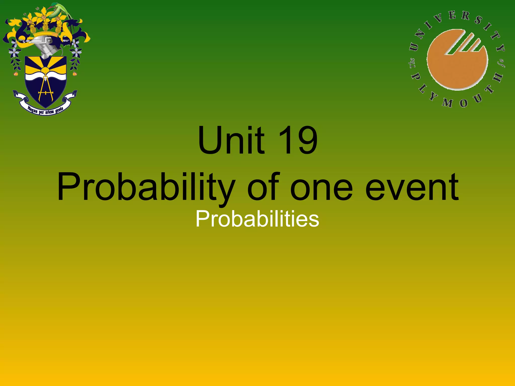 Math unit19 probability of one event | PPT