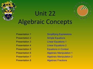 Math unit22 algebraic concepts | PPT