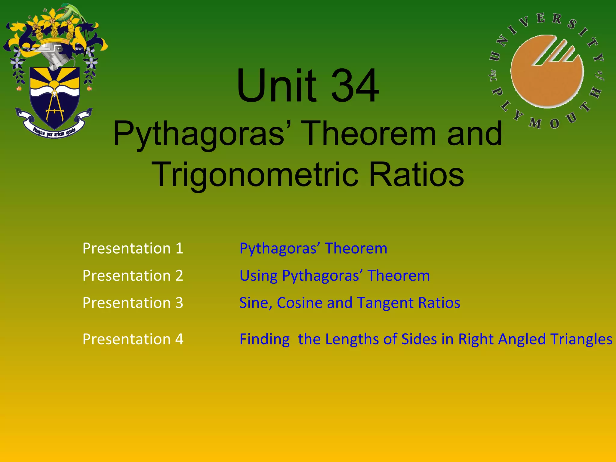 Math unit34 pythagoras' theorem and trigonometric ratios | PPT