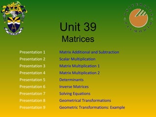 Math unit39 matrices | PPT | Physics | Science