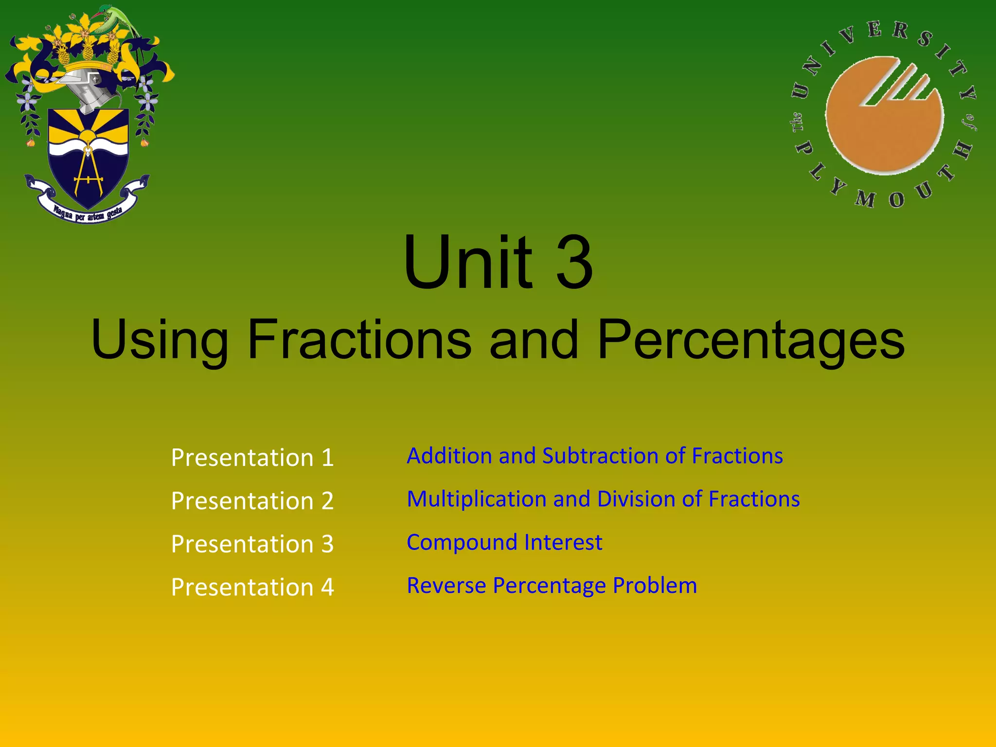 Math unit3 using fractions and percentages | PPT