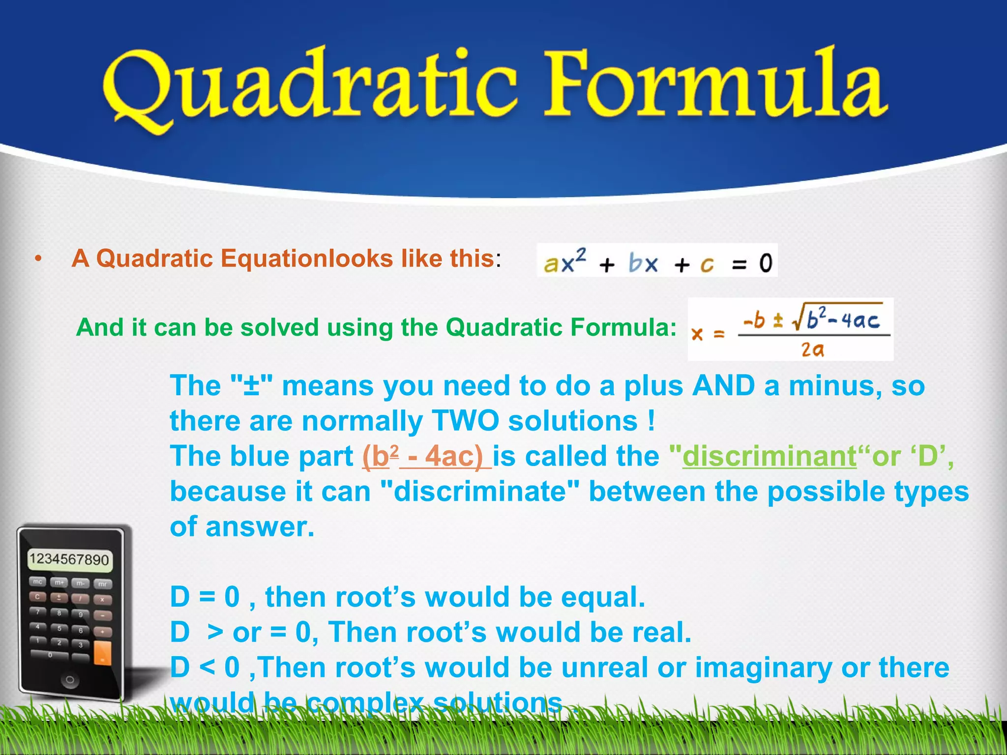 Quadratic Equation | PPT | Physics | Science