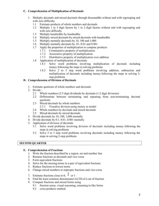 grade 6 Budget Of Works in Math | DOC